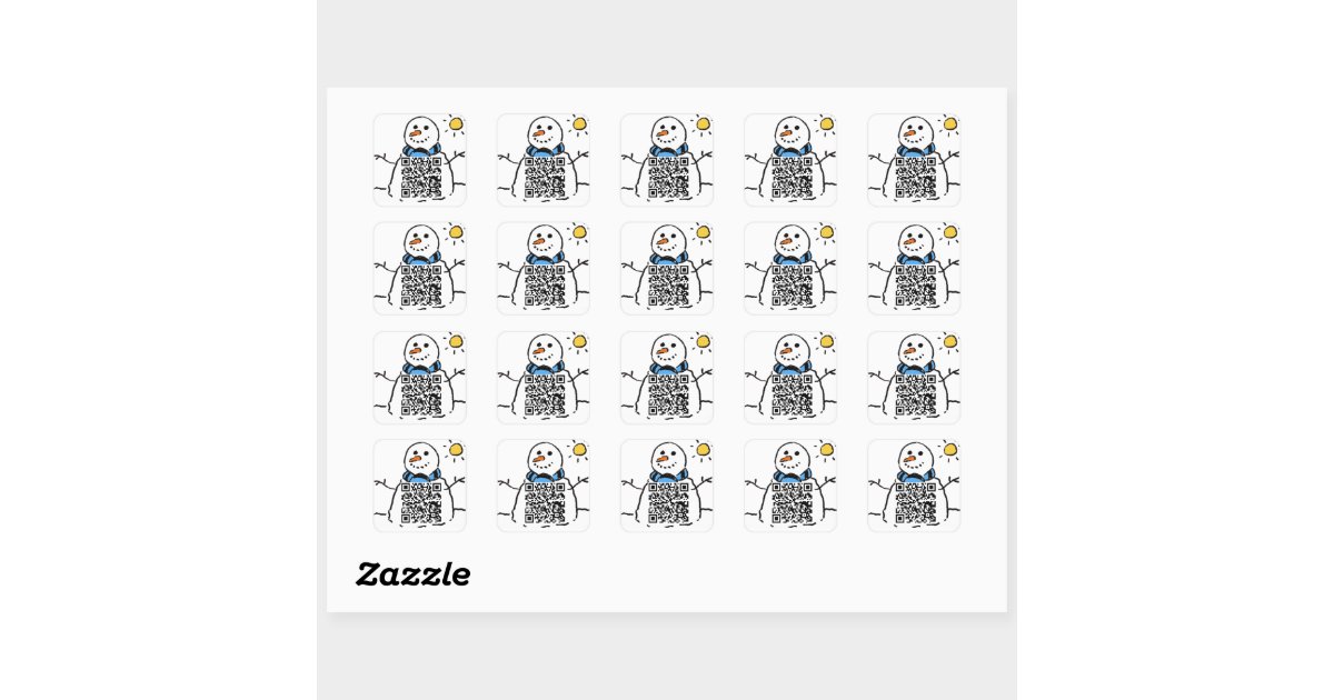 Your QR Code On a Snowman Square Sticker | Zazzle