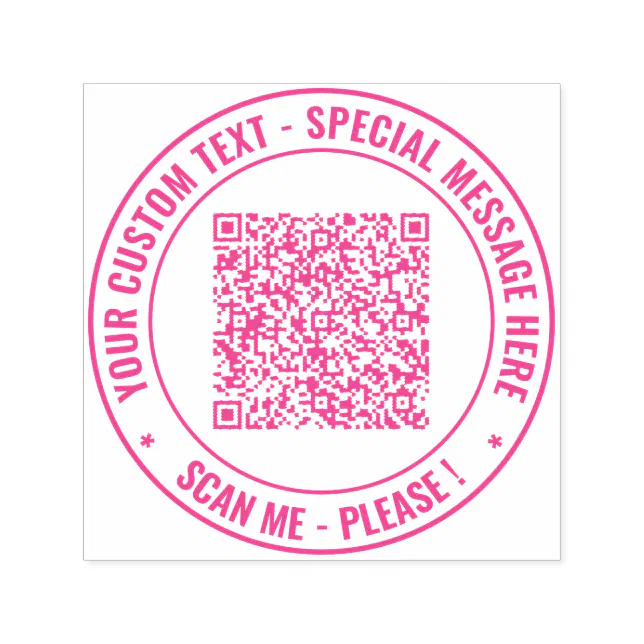 Your QR Code Round Stamp Template with Custom Text | Zazzle