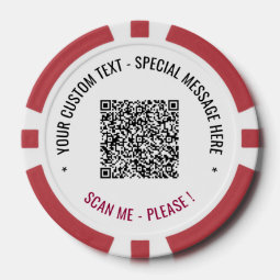Your QR Code Scan Info and Custom Text Poker Chips | Zazzle