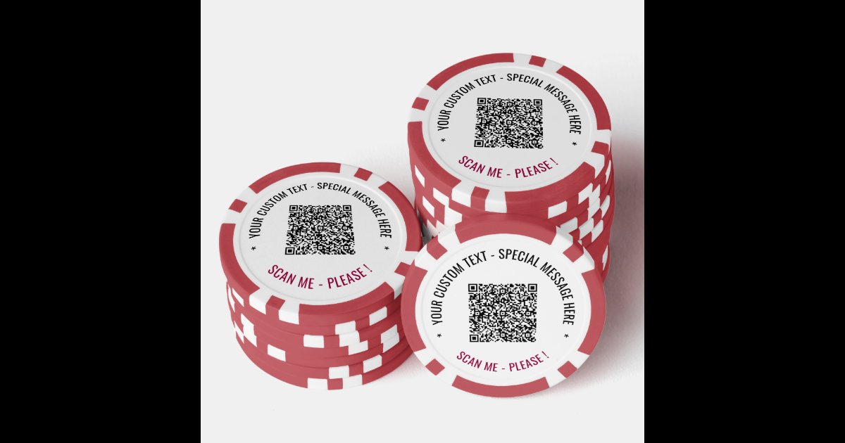 Your QR Code Scan Info and Custom Text Poker Chips | Zazzle