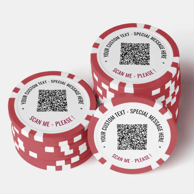 Your QR Code Scan Info and Custom Text Poker Chips | Zazzle