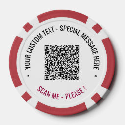 Your QR Code Scan Info and Custom Text Poker Chips | Zazzle
