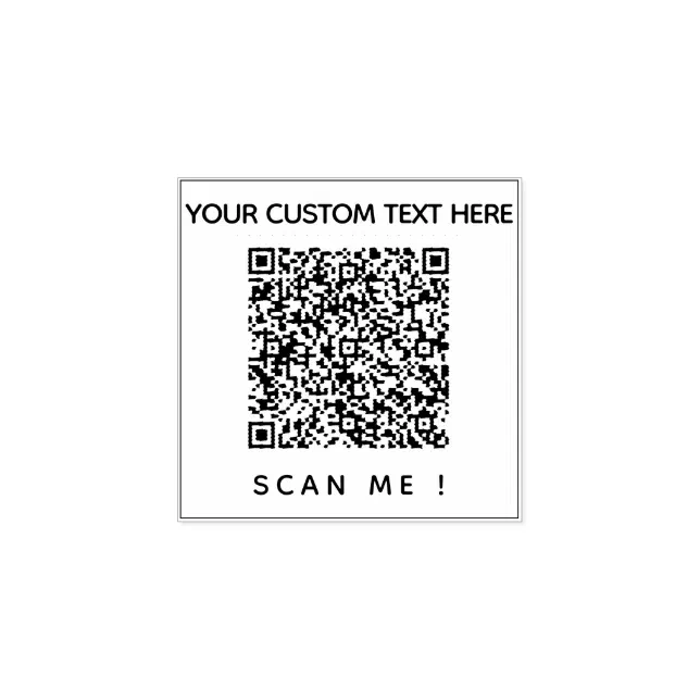 Your QR Code Scan Info and Custom Text Stamp | Zazzle