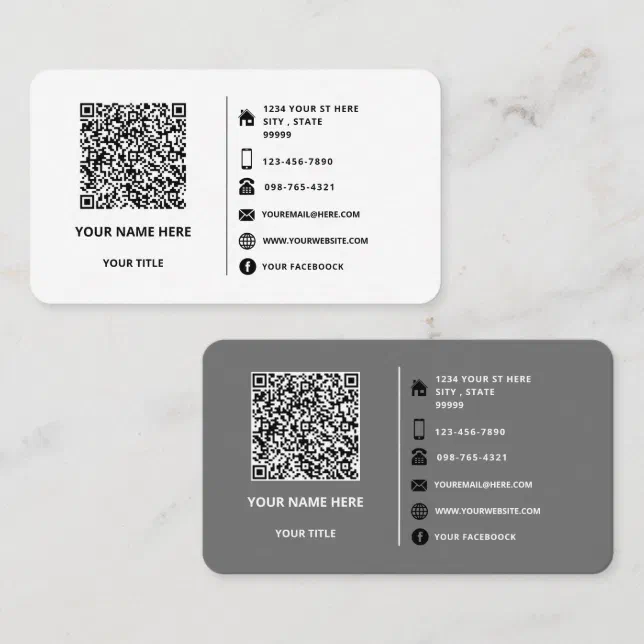 Your QR Code Scan Info Custom Text Business Card | Zazzle