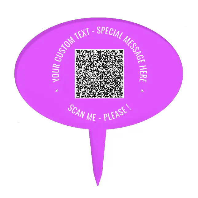 Your QR Code Scan Info Custom Text Cake Topper | Zazzle