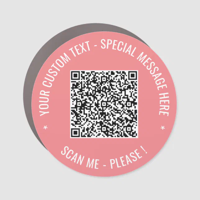 Your QR Code Scan Info Custom Text Car Magnet | Zazzle