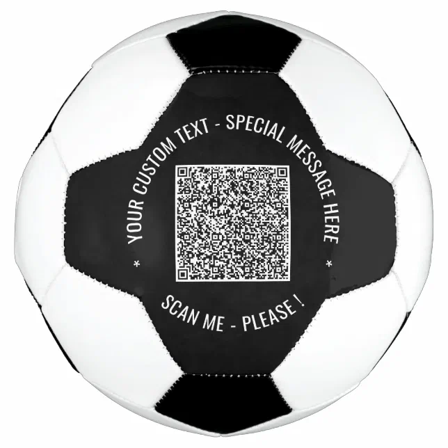 Your QR Code Scan Info Custom Text Soccer Ball | Zazzle