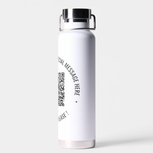 Your QR Code Scan Info Custom Text Water Bottle | Zazzle