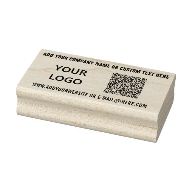 Your QR Code Scan Info Logo and Text Rubber Stamp | Zazzle