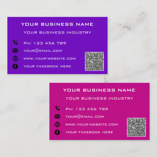 Your QR Code Scan Info Text Company Business Card | Zazzle