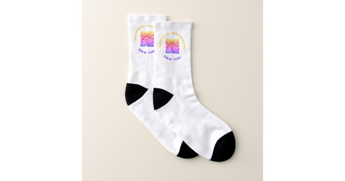 Your QR Code Socks and Custom Text - Choose Colors | Zazzle