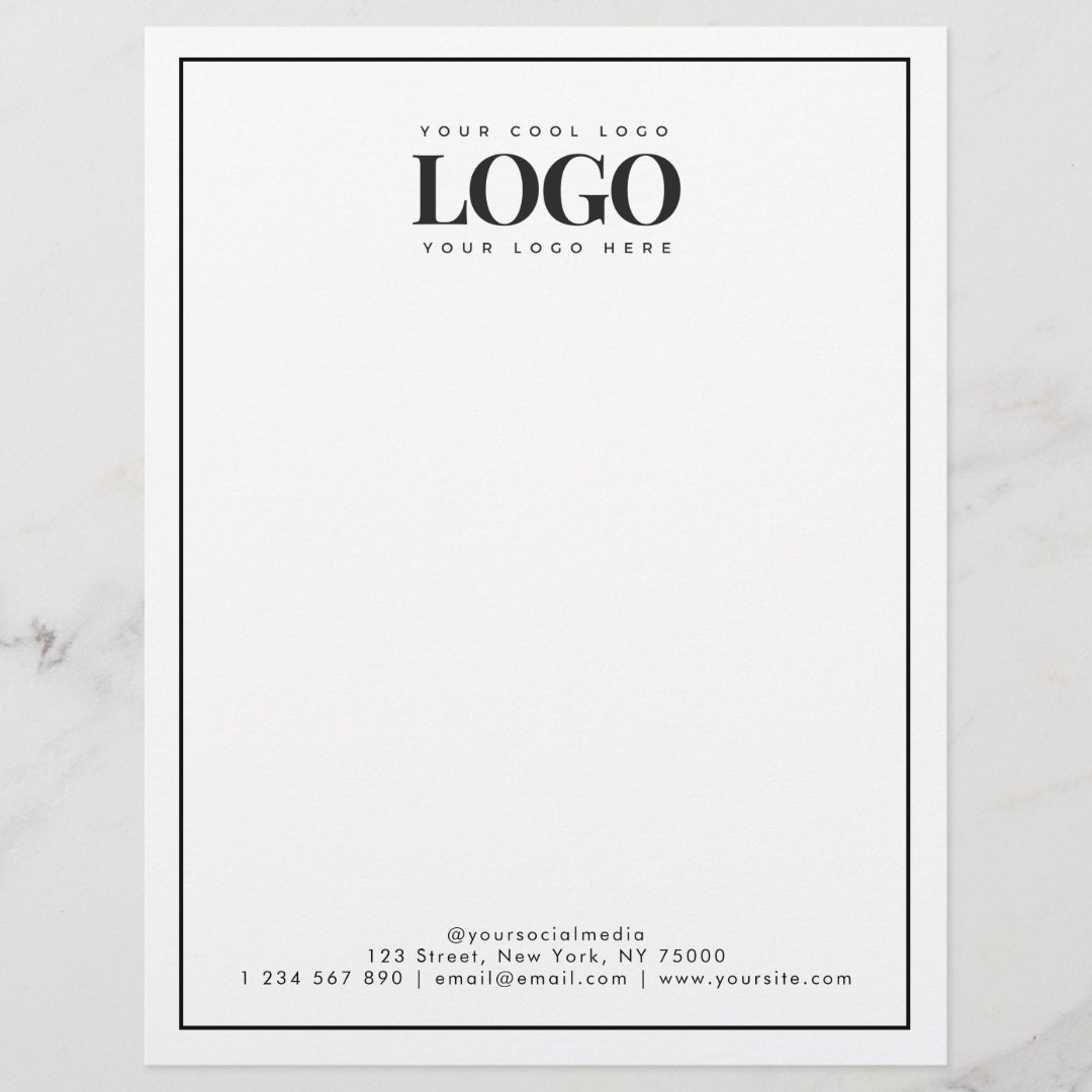 Your Rectangle Business Logo Here Minimal Border Letterhead | Zazzle