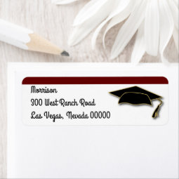 Your School Color Red Graduation Cap Monogram Label | Zazzle