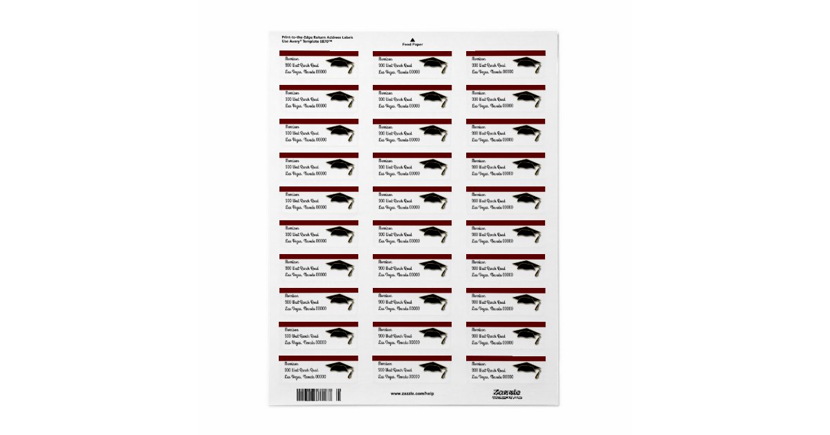 Your School Color Red Graduation Cap Monogram Label | Zazzle