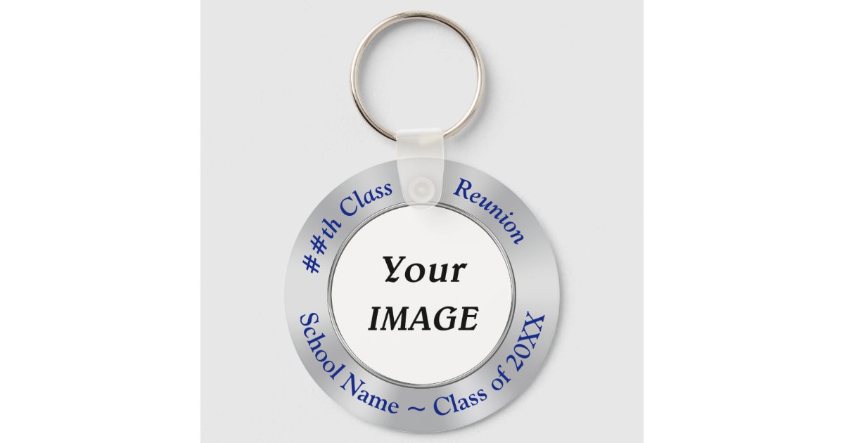 YOUR School Logo and Text, Class Reunion Keychains | Zazzle