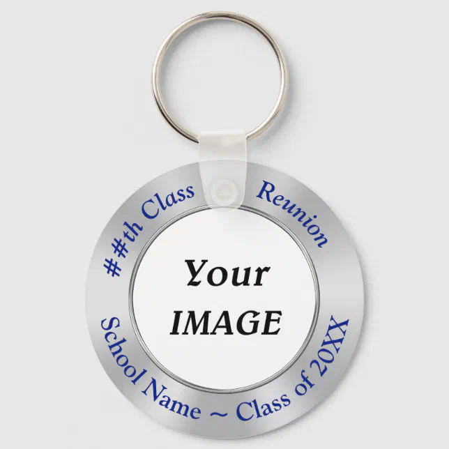 YOUR School Logo and Text, Class Reunion Keychains | Zazzle