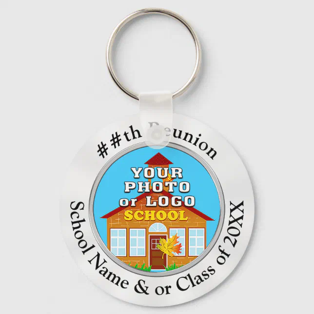 Your School Photo Personalized Class Reunion Gifts Keychain | Zazzle