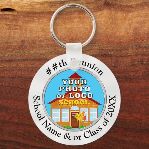 Your School Photo Personalized Class Reunion Gifts Keychain | Zazzle