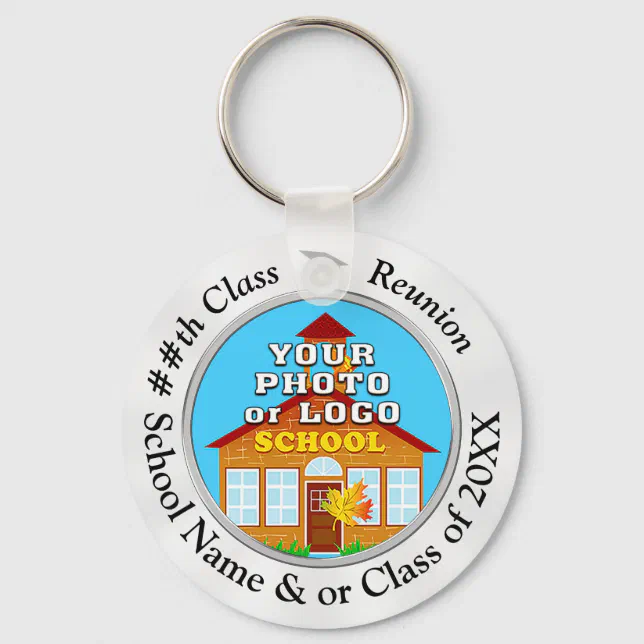 Your School Photo Personalized Class Reunion Gifts Keychain | Zazzle