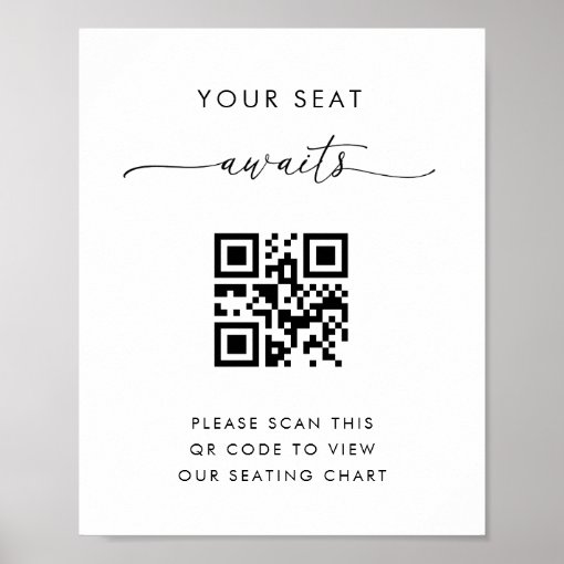 Your Seat Awaits QR Code Wedding Seating Chart | Zazzle