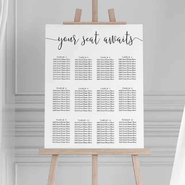Your Seat Awaits | Script Wedding Seating Chart Foam Board | Zazzle