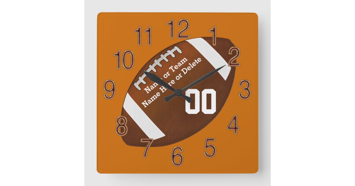 Your Team COLORS, NAME, NUMBER Football Clocks | Zazzle
