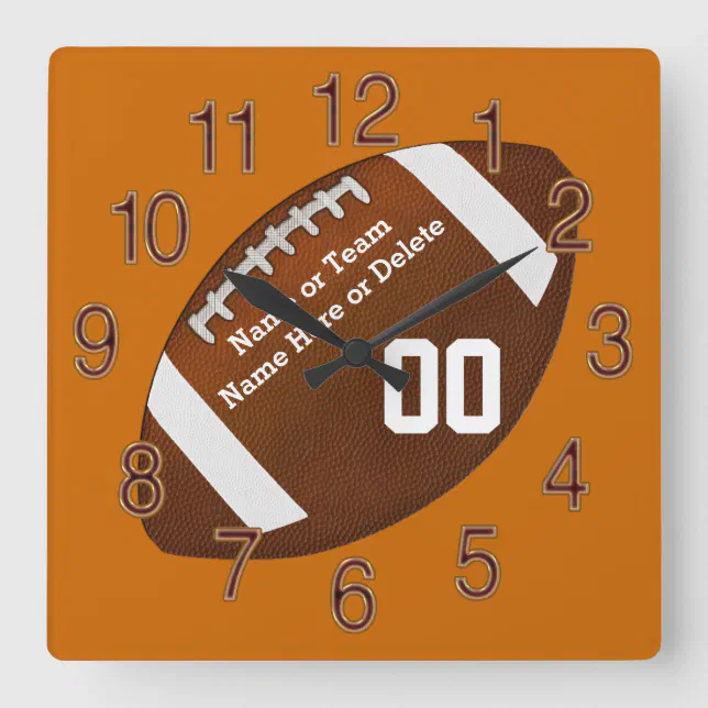 Your Team COLORS, NAME, NUMBER Football Clocks | Zazzle