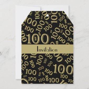 Your Text: 100th Birthday Number Random Pattern Invitation | Zazzle