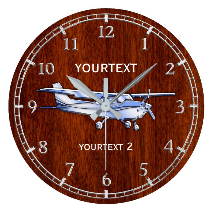Your Text Aircraft Classic Cessna Flying on a Large Clock | Zazzle.com