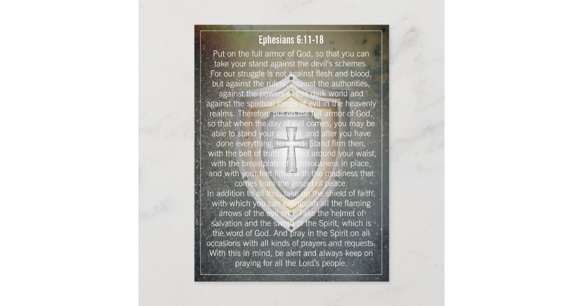 Your Text/Color Armor of God Shield Ephesians 6:11 Postcard | Zazzle
