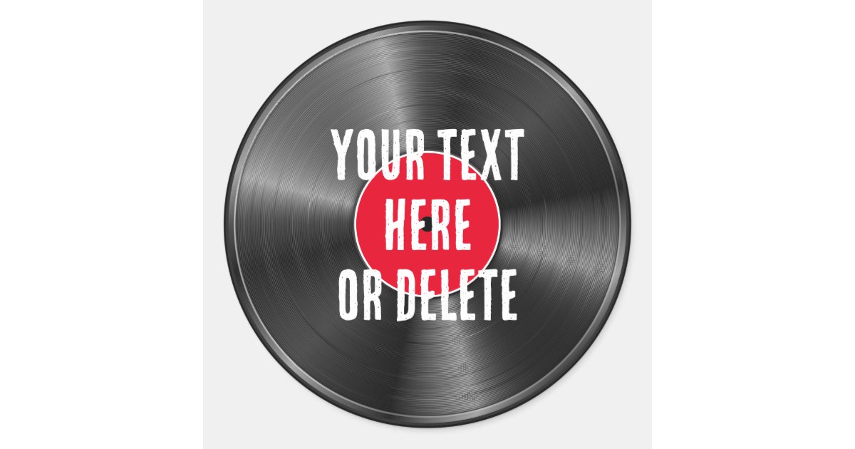 Your Text/Color Retro Vinyl Record Album Music DJ Classic Round Sticker ...