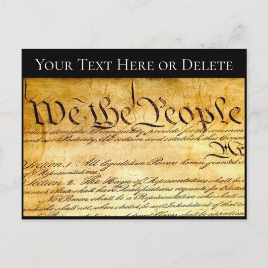 Your Text/Color U.S. Constitution We the People Postcard | Zazzle