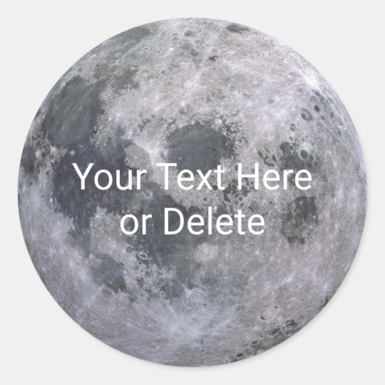 Your Text/Font Beautiful Full Moon Solar System Classic Round Sticker ...