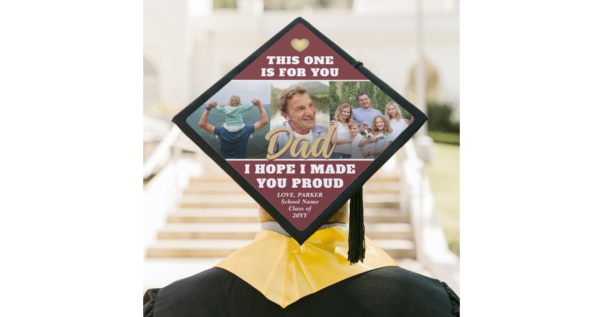 Your Text Photo Collage Memorial Tribute Burgundy Graduation Cap Topper ...