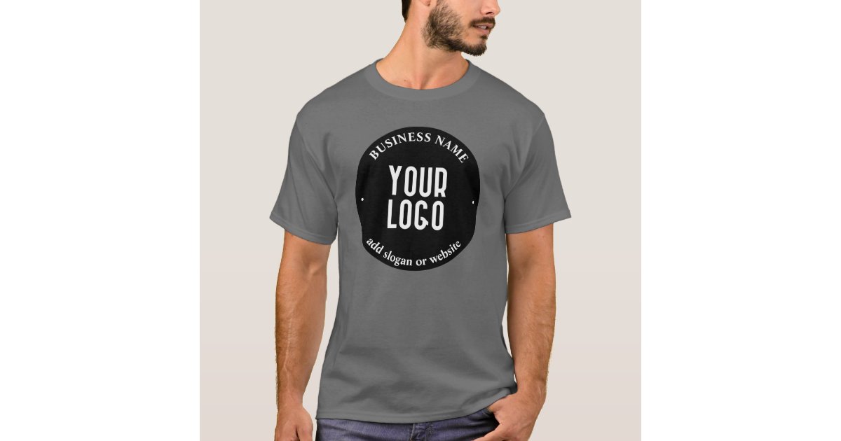 Your Text & Uploaded Logo | Editable Black & White T-Shirt | Zazzle