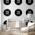 Your Text & Uploaded Logo | Editable Black & White Wallpaper | Zazzle