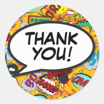 Your Thank You Message Speech Bubble Fun Comic Classic Round Sticker ...