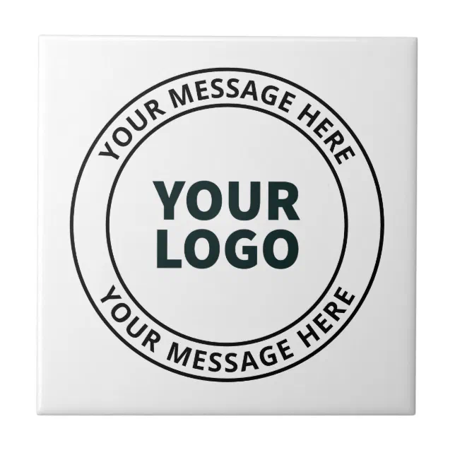 Your Uploaded Logo + Editable Circular Text Ceramic Tile | Zazzle