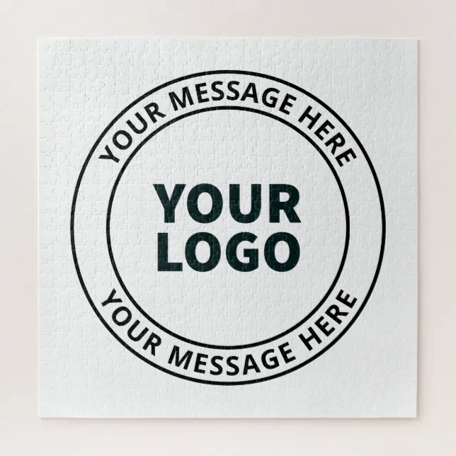 Your Uploaded Logo + Editable Circular Text Jigsaw Puzzle | Zazzle