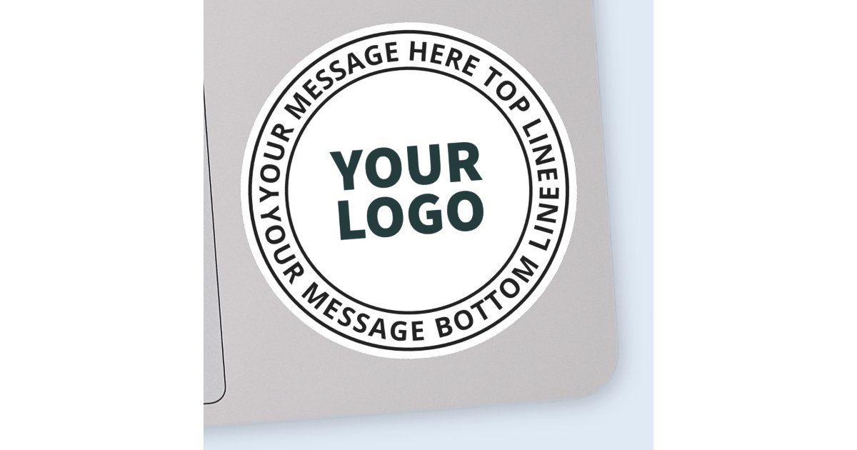 Your Uploaded Logo + Editable Circular Text Sticker | Zazzle
