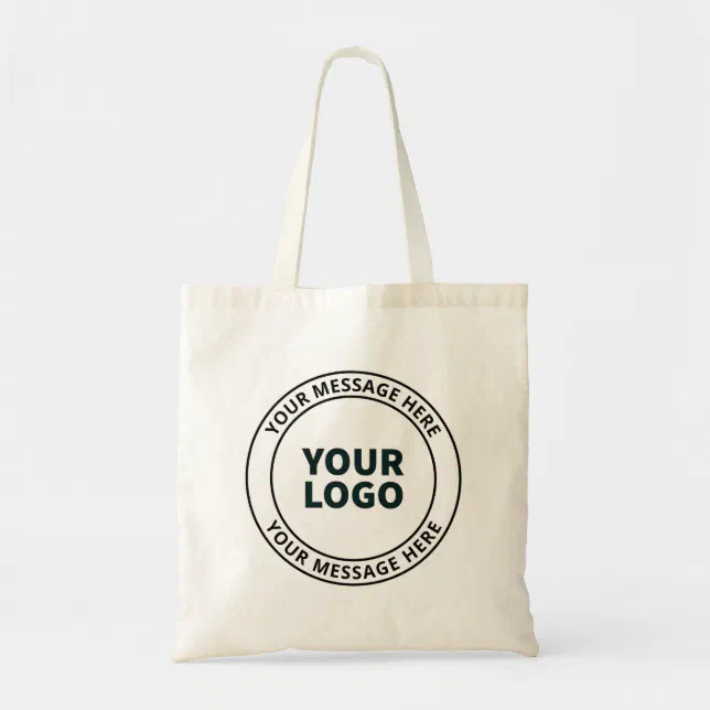 Your Uploaded Logo + Editable Circular Text Tote Bag | Zazzle