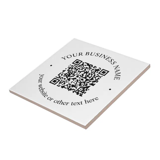 Your Uploaded QR code Plus Editable Circular Text Ceramic Tile | Zazzle