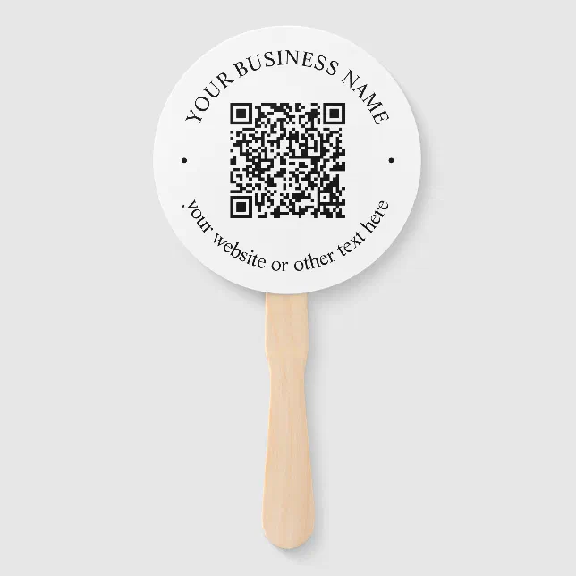 Your Uploaded QR code Plus Editable Circular Text Hand Fan | Zazzle