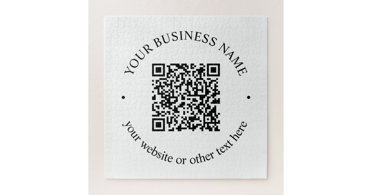 Your Uploaded QR code Plus Editable Circular Text Jigsaw Puzzle | Zazzle