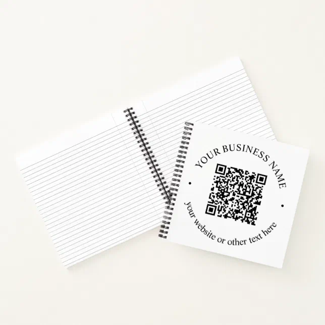 Your Uploaded QR code Plus Editable Circular Text Notebook | Zazzle