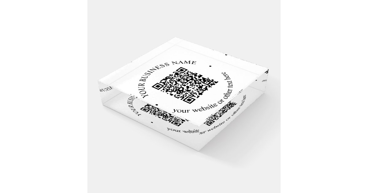Your Uploaded QR code Plus Editable Circular Text Paperweight | Zazzle