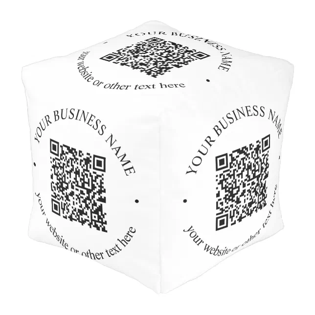Your Uploaded QR code Plus Editable Circular Text Pouf | Zazzle