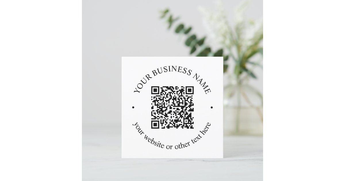 Your Uploaded QR code Plus Editable Circular Text Thank You Card | Zazzle