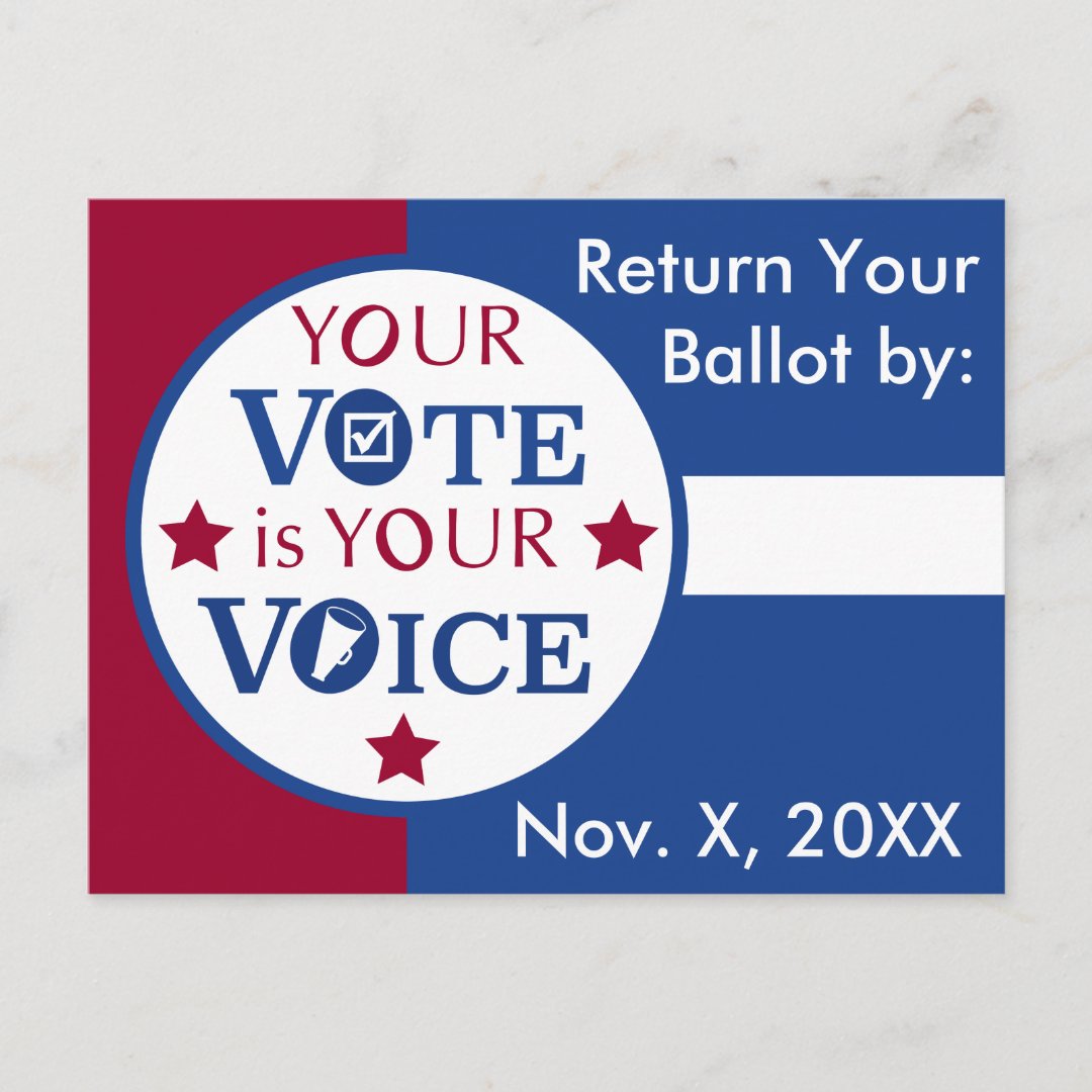 Your Voice is Your Vote Mail in Ballot Reminder Postcard | Zazzle
