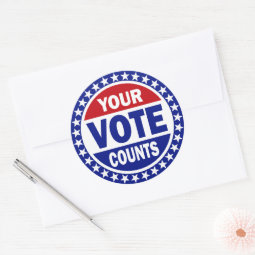 Your Vote Counts Classic Round Sticker | Zazzle
